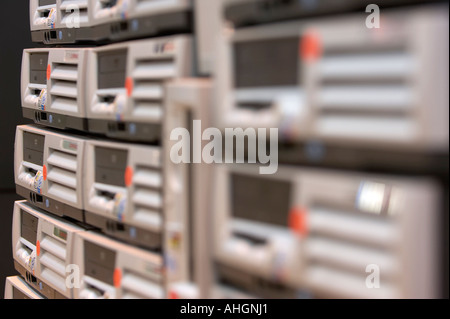 pile of stacks of computer system boxes ready for data wipe and Stock ...