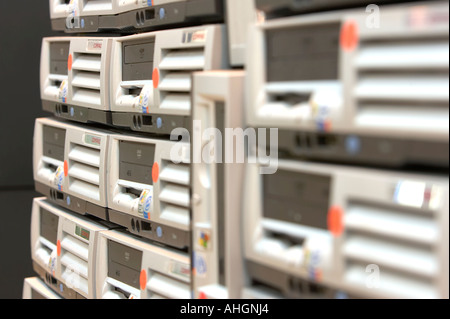 pile of stacks of computer system boxes ready for data wipe and Stock ...