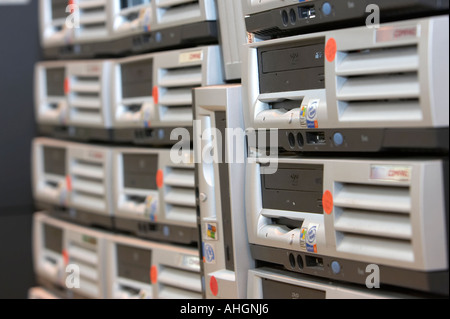 pile of stacks of computer system boxes ready for data wipe and Stock ...