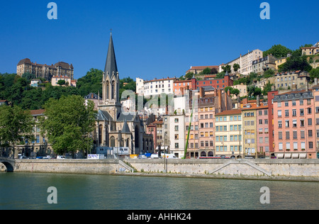 buildings along waterfront, waterfront, riverside, Saone River, city of ...