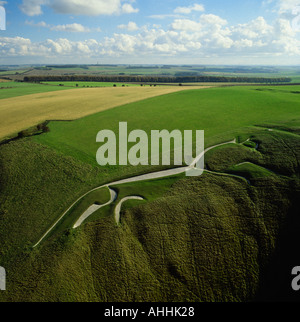 Aerial image of the Uffington White Horse with Uffington Castle hill ...