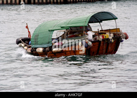 Small Traditional Chinese Junk or Sampan in the Waters of Victoria ...