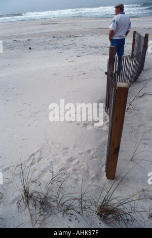 Protective fence to prevent erosion on the beach at Frontignan, Herault ...
