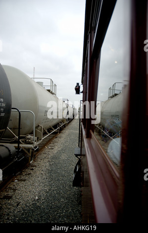 Moving trains in opposite directions Stock Photo - Alamy