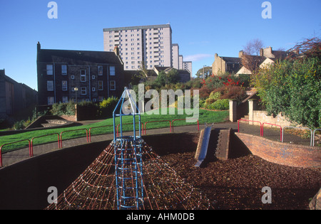 High rise flats with children s playground Dundee Scotland Stock Photo ...