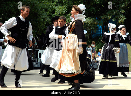Breton dancing in traditional costumes at Oyster Festival at Arradon ...