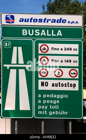 Italy tuscany Italian toll road sign Autostrada Stock Photo - Alamy