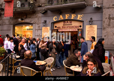 Naples Italy restaurant bar cafe terrace pavement Spaccanapoli Toledo Stock Photo Alamy