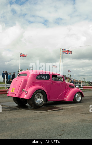 Heavily modified Ford Popular 'Pop' on start line at drag race Stock ...