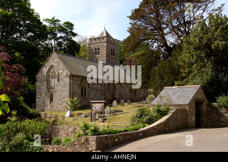 Wales Gwynedd Llanbedrog St Petrocs Church interior from the balcony ...
