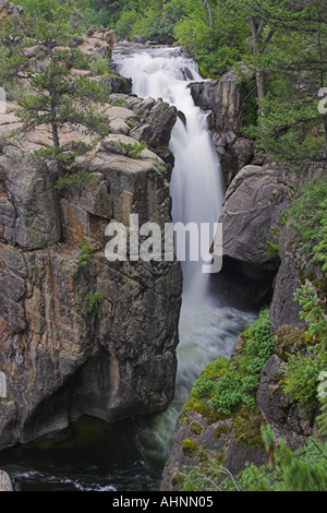 Shell Falls waterfall, in the Bighorn National Forest along US Highway ...