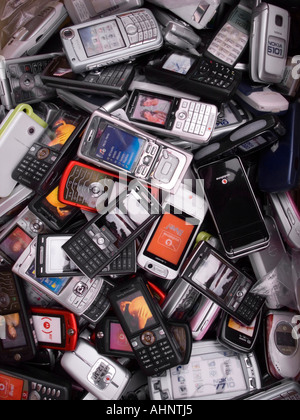 Old Mobile Phone. disposed obsolete phone on white background Stock ...