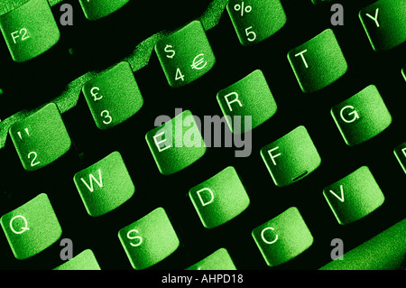 PC Keyboard Detail Showing QWERTY Keys in Extreme Perspective Blues ...
