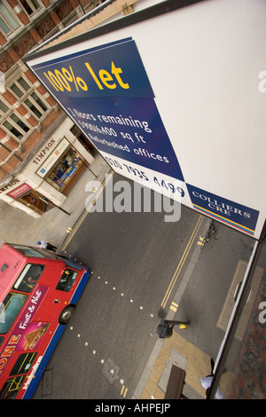 aerial view of Office space to let advertising board with 100% to let ...