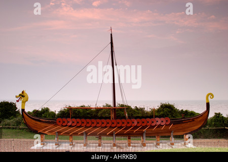 The Hugin, a replica of a Viking long ship at Cliffsend, Pegwell Bay ...