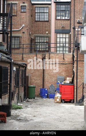 Urban building back alley fire escape rusty stairs on aged wall Stock ...