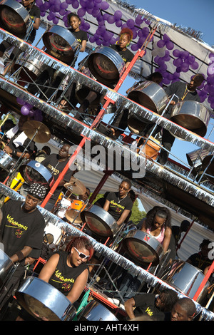 People playing a Steel Pan in World Pan Day celebration in Trinidad and ...