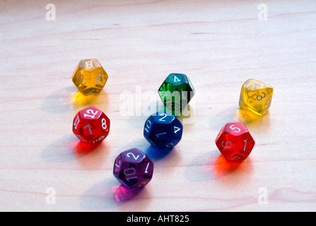 multi colored twelve sided dice displaying 1 through 6 Stock Photo - Alamy