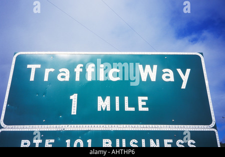 A sign that reads ?Traffic Way 1 Mile Stock Photo - Alamy