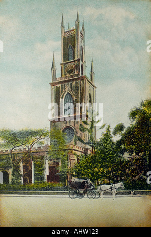 Old lithograph illustration of Indian St Pauls Church Poona pune INDIA ...