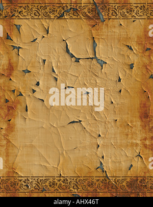 old grunge and marked parchment with ornamental design Stock Photo - Alamy