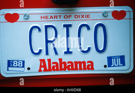 Vanity License Plate Alabama Stock Photo - Alamy