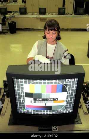 Assembly line at the Sony television plant at Pencoed South Wales UK ...