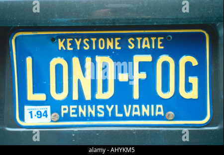 Vanity License Plate Pennsylvania Stock Photo - Alamy