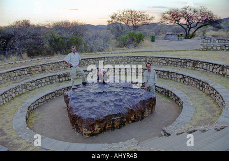 The largest meteorite in the world at Grootfontein, Namibia. White girl ...
