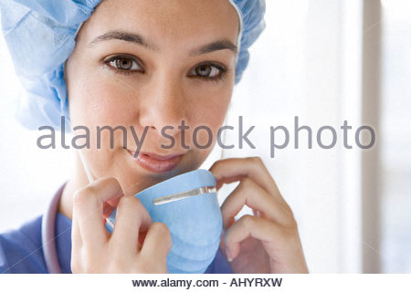 Nurse wearing surgical cap, portrait Stock Photo: 31760316 - Alamy