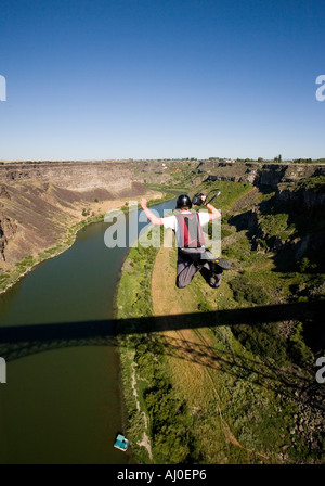 Base Jumper Leaps from Perrine Bridge in Twin Falls, Idaho Stock Photo ...