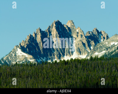 The Sawtooth Mountain Range taken from Little Redfish Lake Stock Photo ...