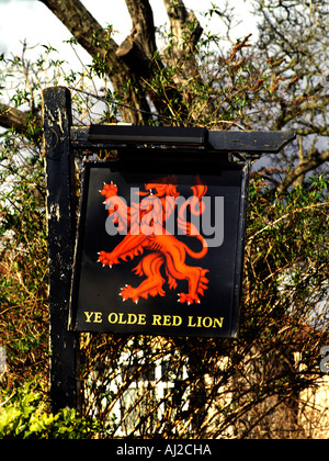 Pub sign for The Red Lion public house at Wolvercote, Oxford ...