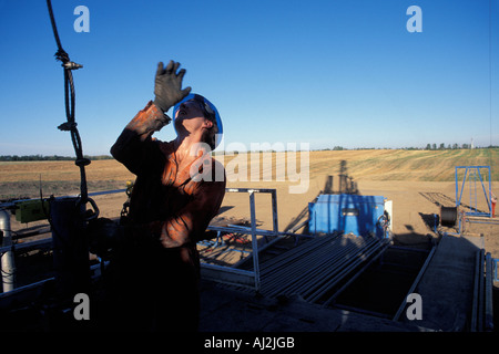 Canada Alberta MR Ron Bull works on Cactus Drilling Co oil rig on ...