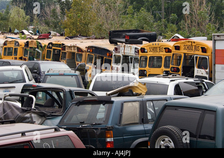 Vehicles including School Buses in Auto Salvage Yard Southern Indiana ...
