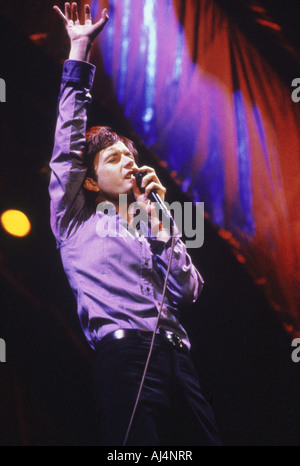 Jarvis Cocker, lead singer of the pop band Pulp, performs on stage at ...