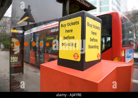 Bus stop ticket machine London Stock Photo - Alamy