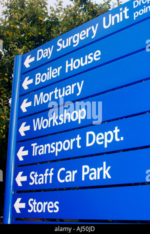 Hospital directions board directing patients to various clinical ...