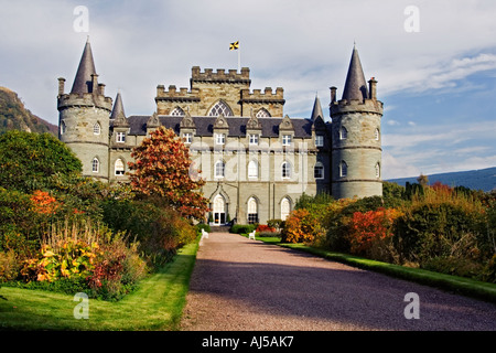 Inveraray Castle garden in autumn Scotland aerial view Home to Duke of ...