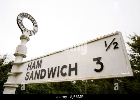 road sign kent for the village of Ham and town of Sandwich kent england ...
