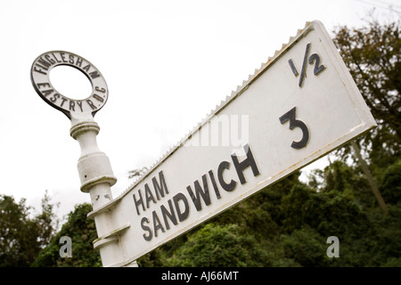 road sign kent for the village of Ham and town of Sandwich kent england ...