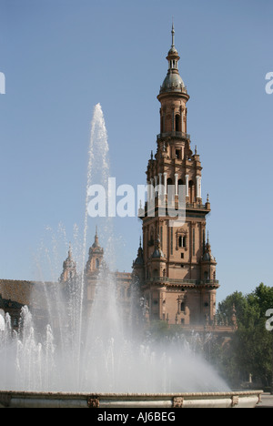 1 of 2 towers at the ends of a long curved building at the Plaza de ...