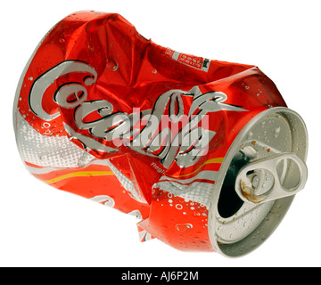 squashed red coca cola can flattened on tarmac road, norfolk, england ...
