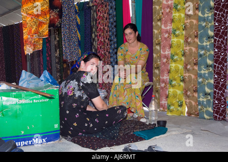 Textil market in the Tolkucha bazar, Ashgabat (Asgabat), Turkmenistan ...