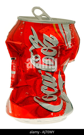 Crushed Coca cola Coke fizzy drink can tin on road faded colour Stock ...