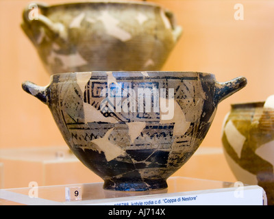 Nestor Cup, archeological museum, Ischia, Italy Stock Photo - Alamy
