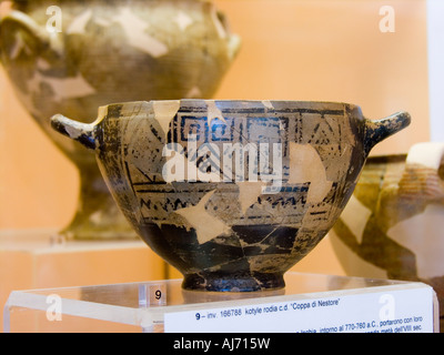Nestor Cup, archeological museum, Ischia, Italy Stock Photo - Alamy