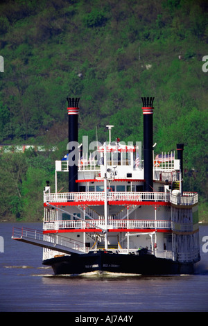 Paddle Wheel boat on the Ohio River with Cincinnati skyline in the ...