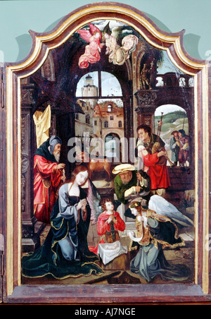'Adoration of the Shepherds', triptych, late 15th-early 16th century. Artist: Cornelius ...