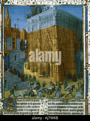 Construction of the Temple of Solomon. King Solomon gives instructions ...